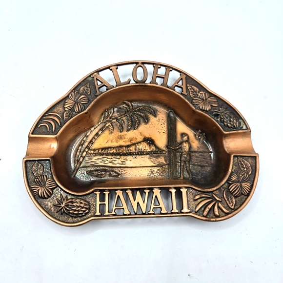 Hand Crafted | Art | Vintage Hawaii Aloha Souvenir Ashtray Metal Bronze ...